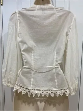 Ralph Lauren | Tops | Ralph Lauren Cream Lacetrim Wrap Top | Poshmark